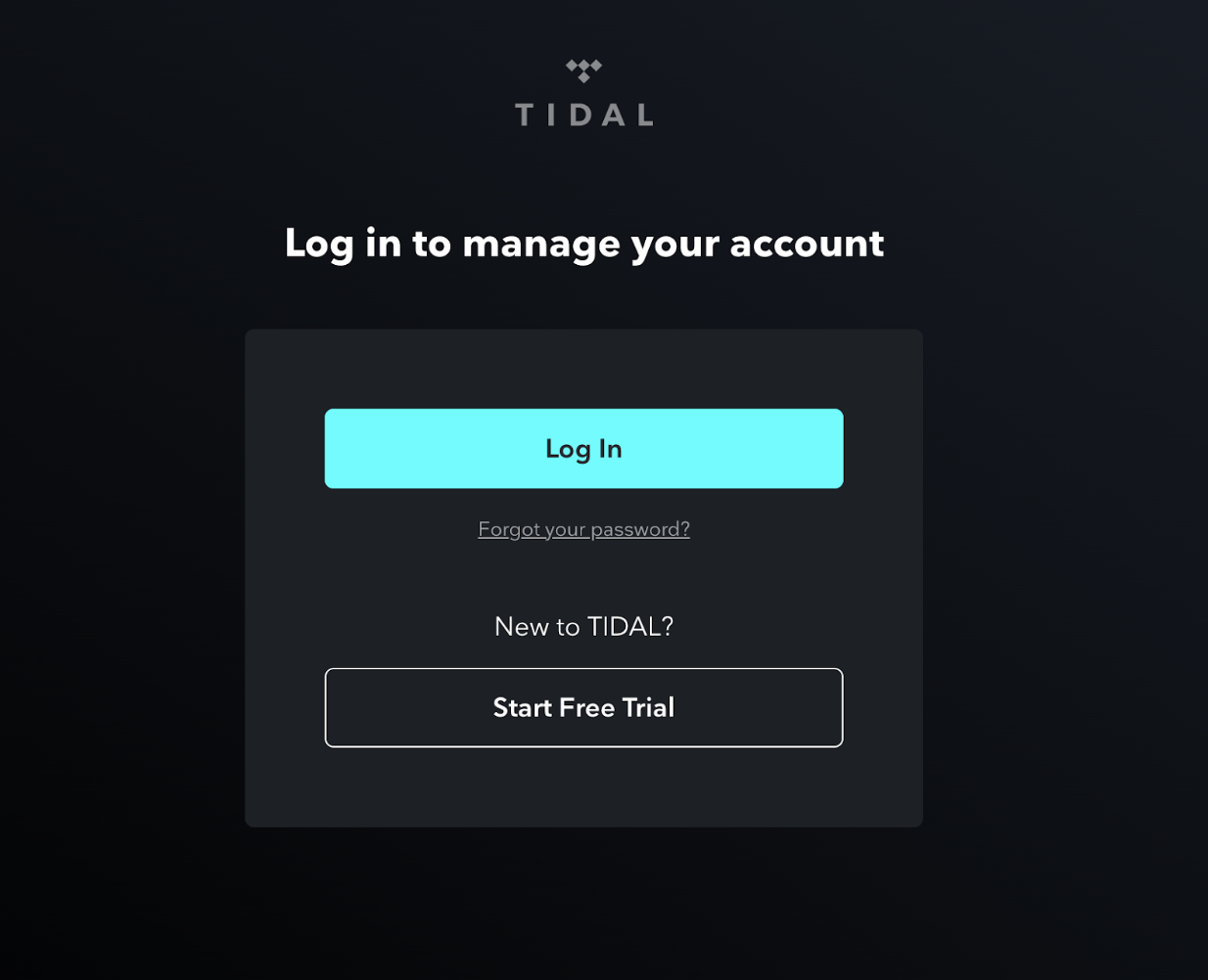 Log in/sign up | TIDAL Developer Portal