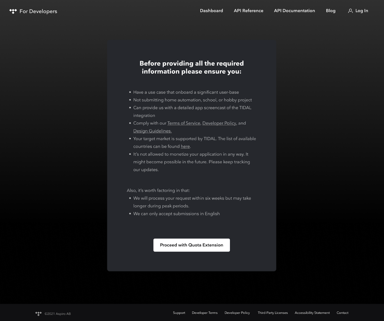 Application modes | TIDAL Developer Portal