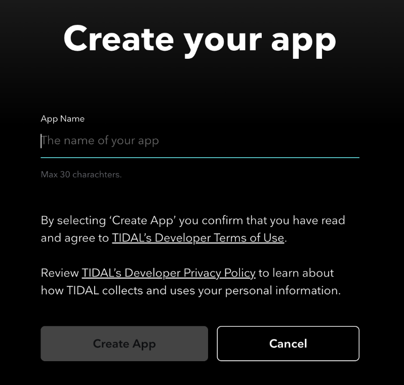 Register application | TIDAL Developer Portal