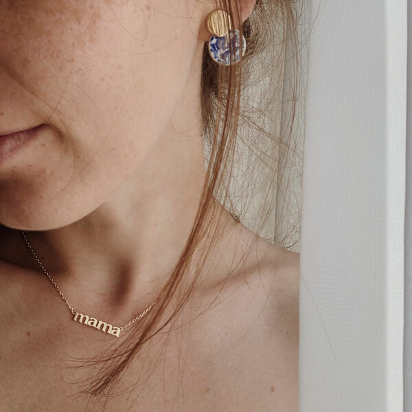 Enamel Earrings - Mini Kinoko Marble Blue | Ana Luisa Jewelry