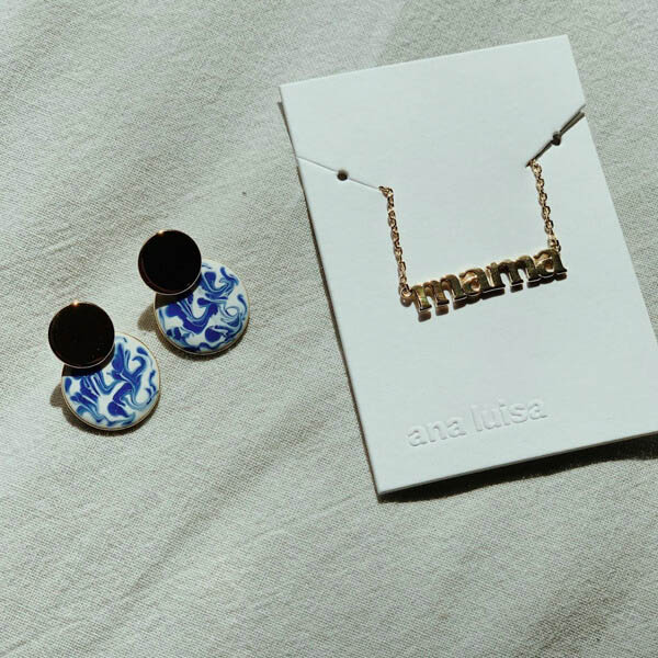 Enamel Earrings - Mini Kinoko Marble Blue | Ana Luisa Jewelry