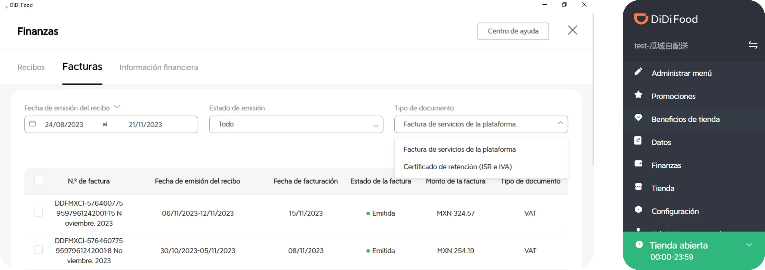 Consulta temas de facturación y certificados de retenciones | DiDi Food ...