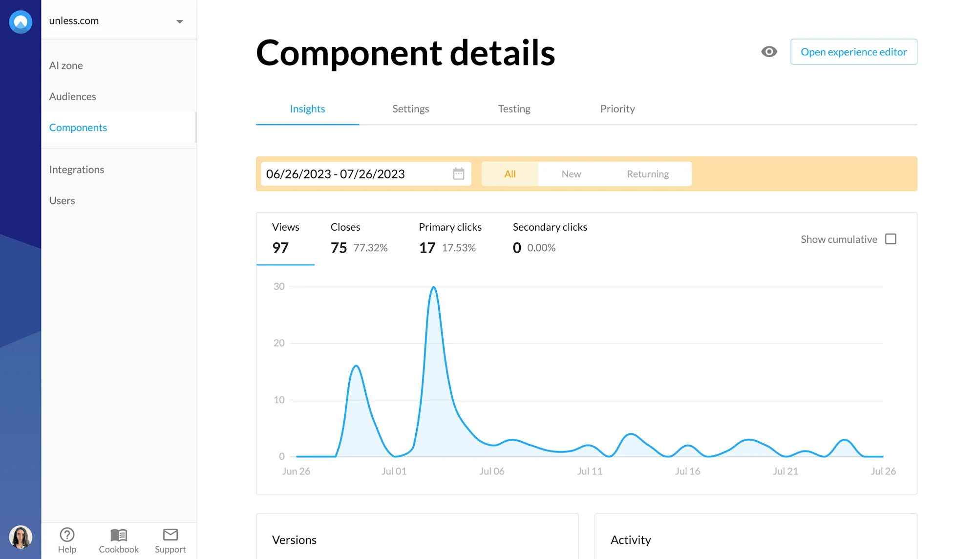 How to view component insights