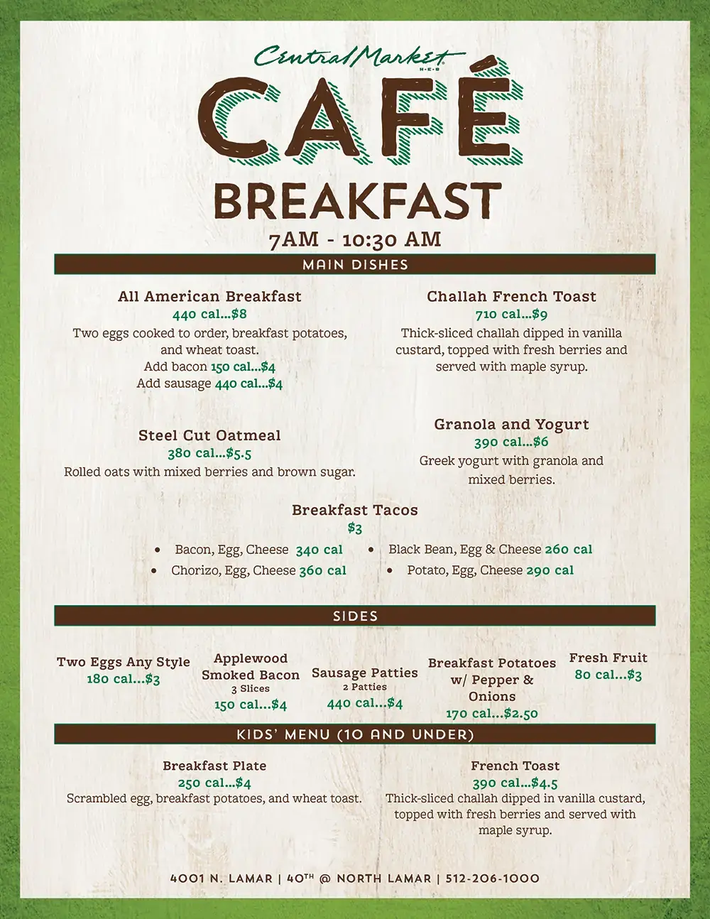 Austin North Lamar Café Menu | Central Market - Really Into Food