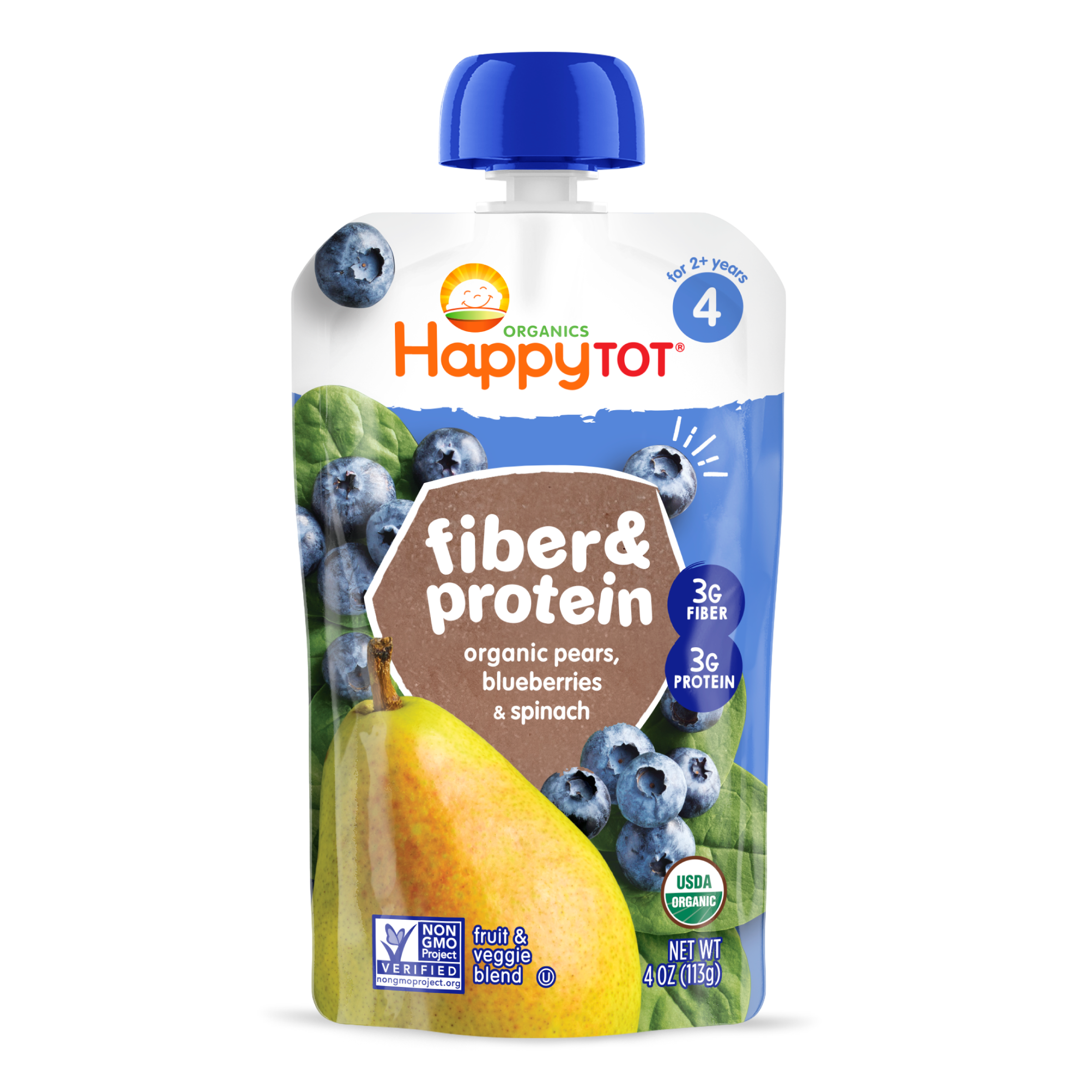 Organic Fiber & Protein Fruit, Veggie Puree Pouch for Toddlers