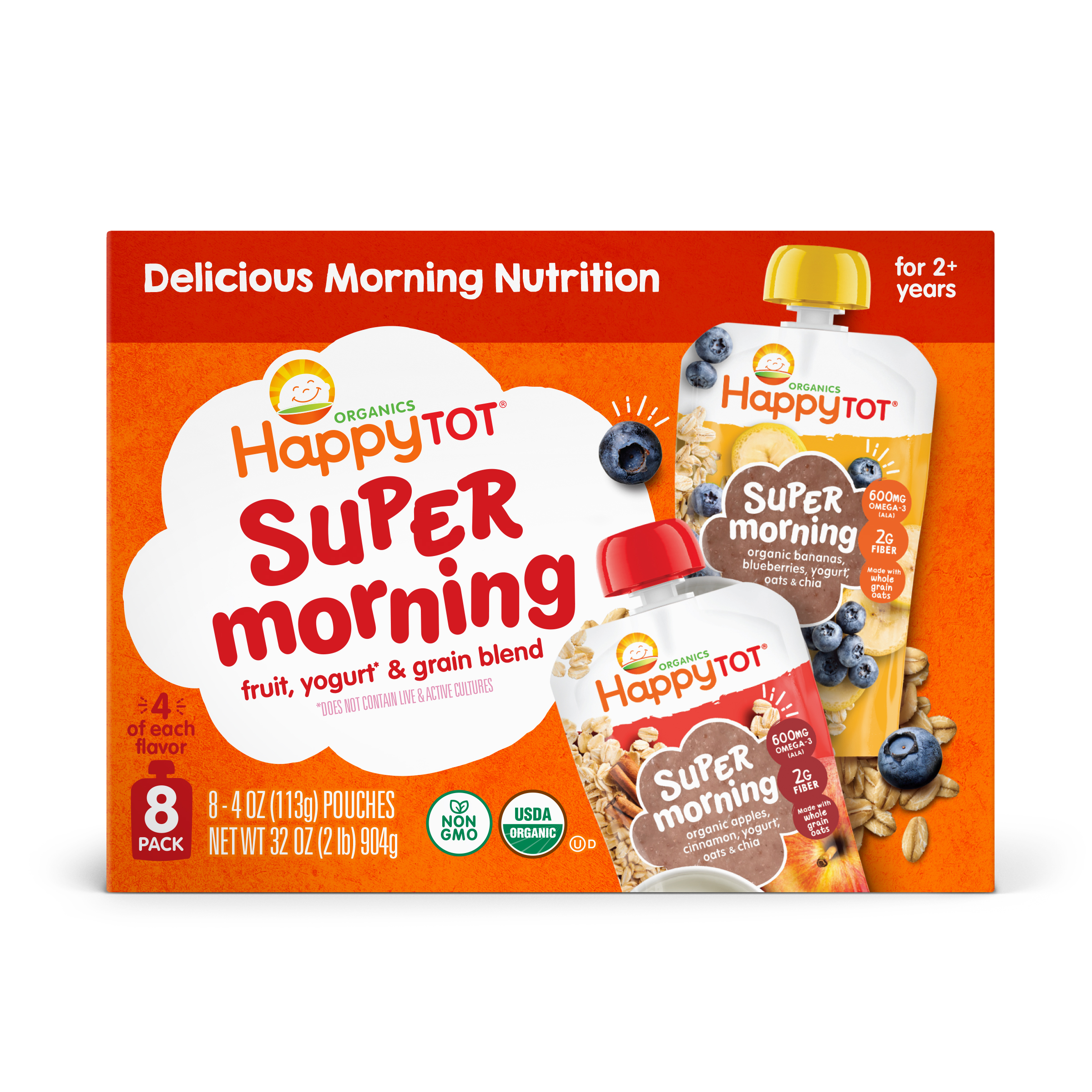Super Morning Organic Pouches 8 Pack for Toddlers