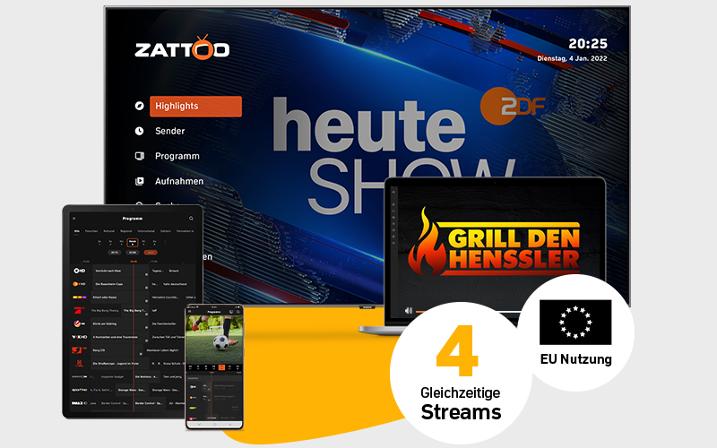 Live TV Streaming mit Zattoo Ultimate
