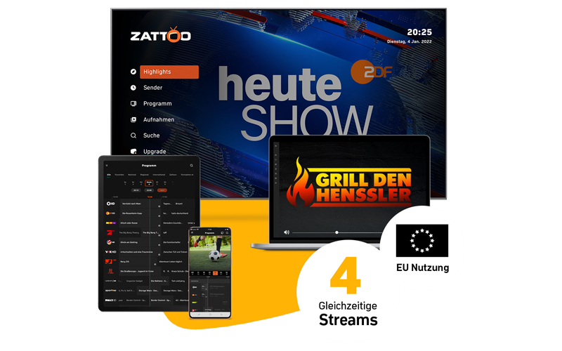 Live TV Streaming mit Zattoo Ultimate