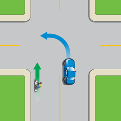 When a vehicle turns left as a bike or scooter is ridden against the ...