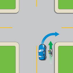 When a driver making a right turn overtakes a cyclist on the road