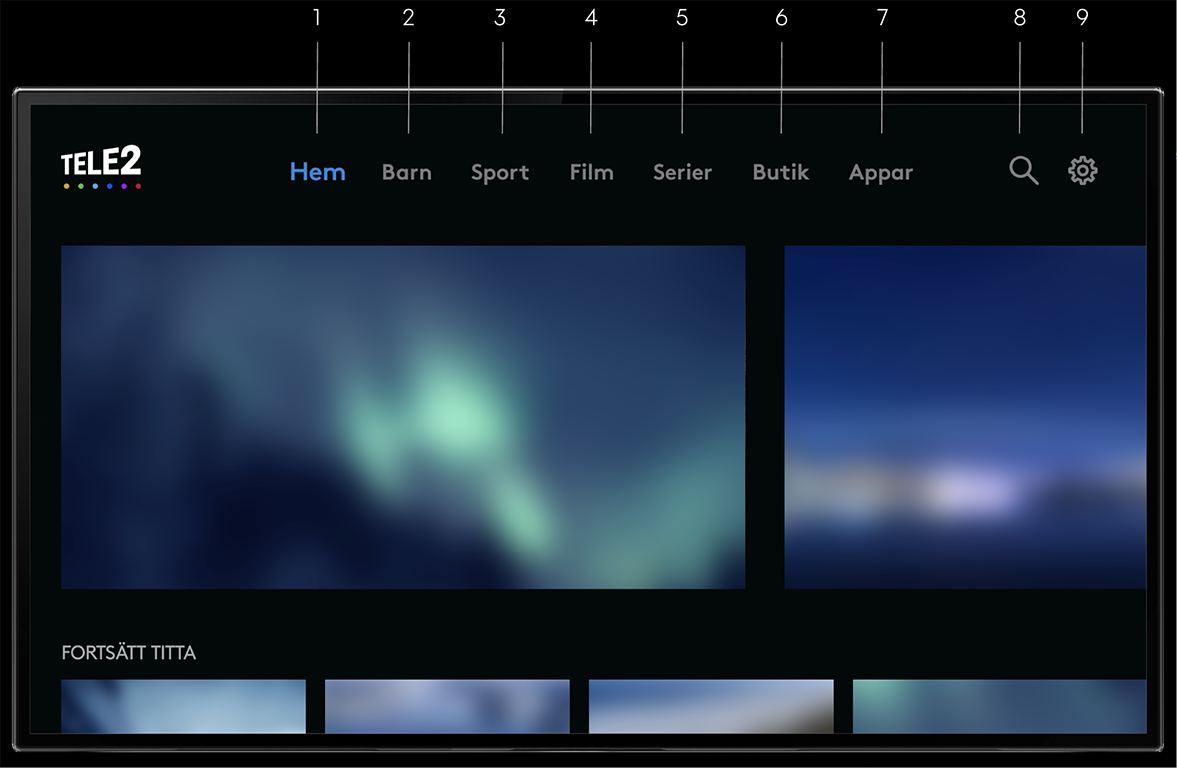 Tele2 Tv Hub Mini - Menyn på hemskärmen
