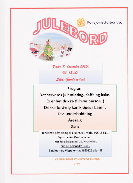 JULEBORD 2023 | Pensjonistforbundet