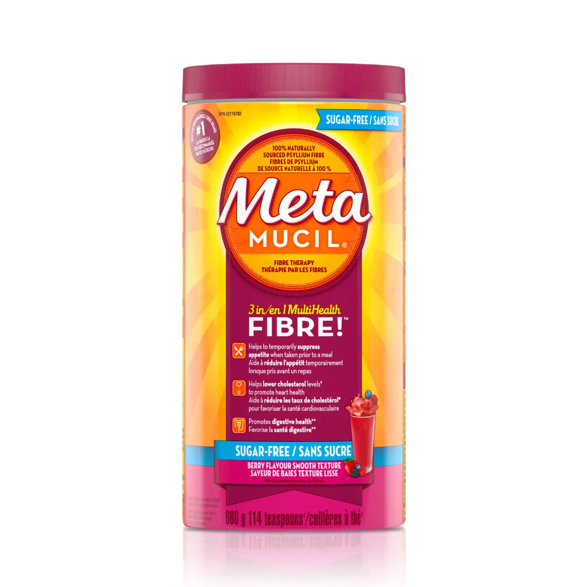 Metamucil poudre de fibre sans sucre saveur de baies | Metamucil