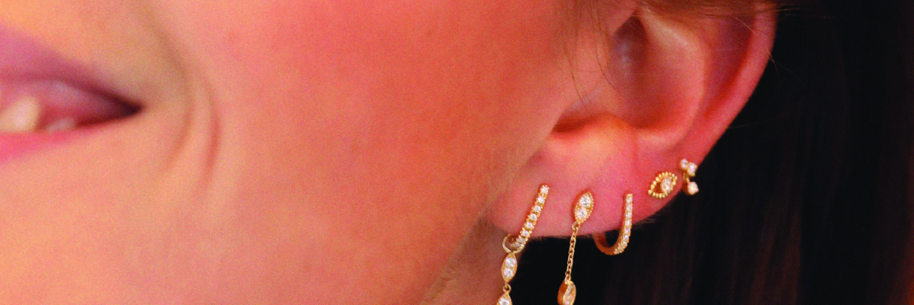 Lab Grown Diamond Piercing Earrings in 18k Recycled Gold