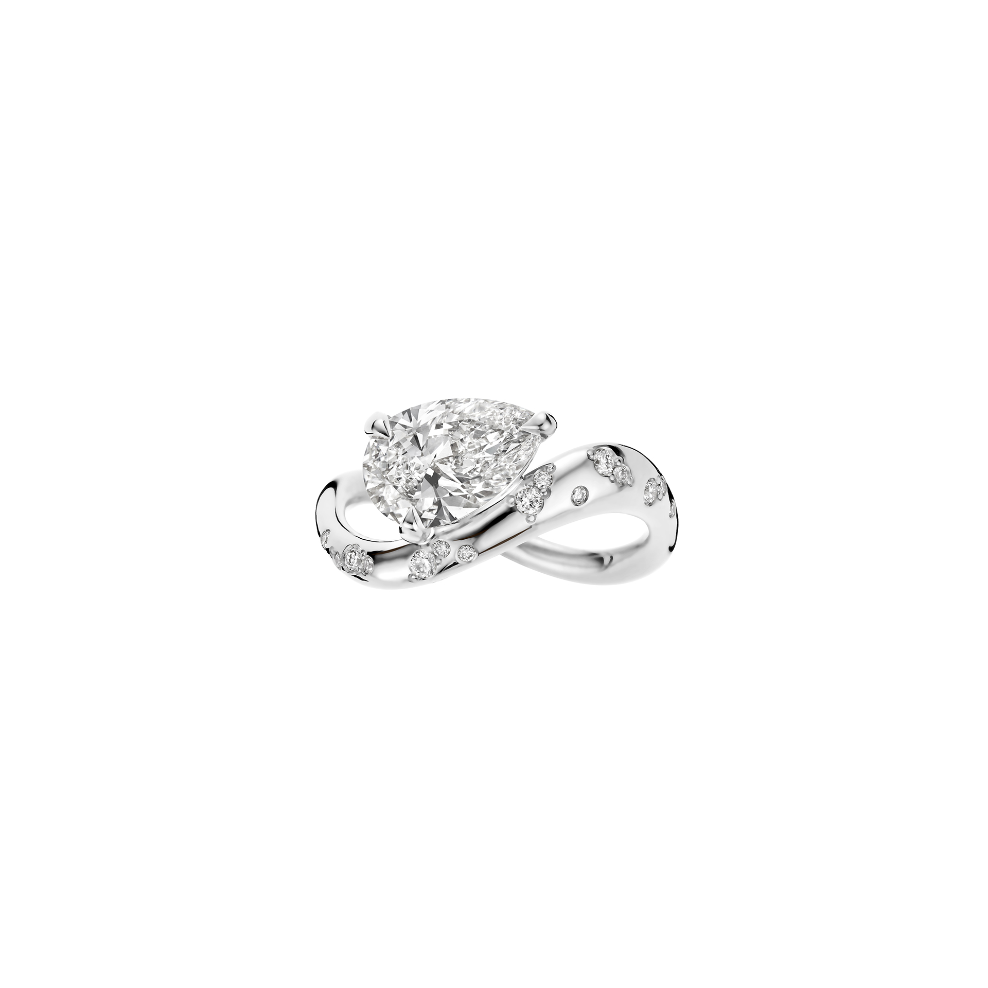 Jackie Galactic Pear Engagement Ring in 18k Gold & lab grown diamonds ...