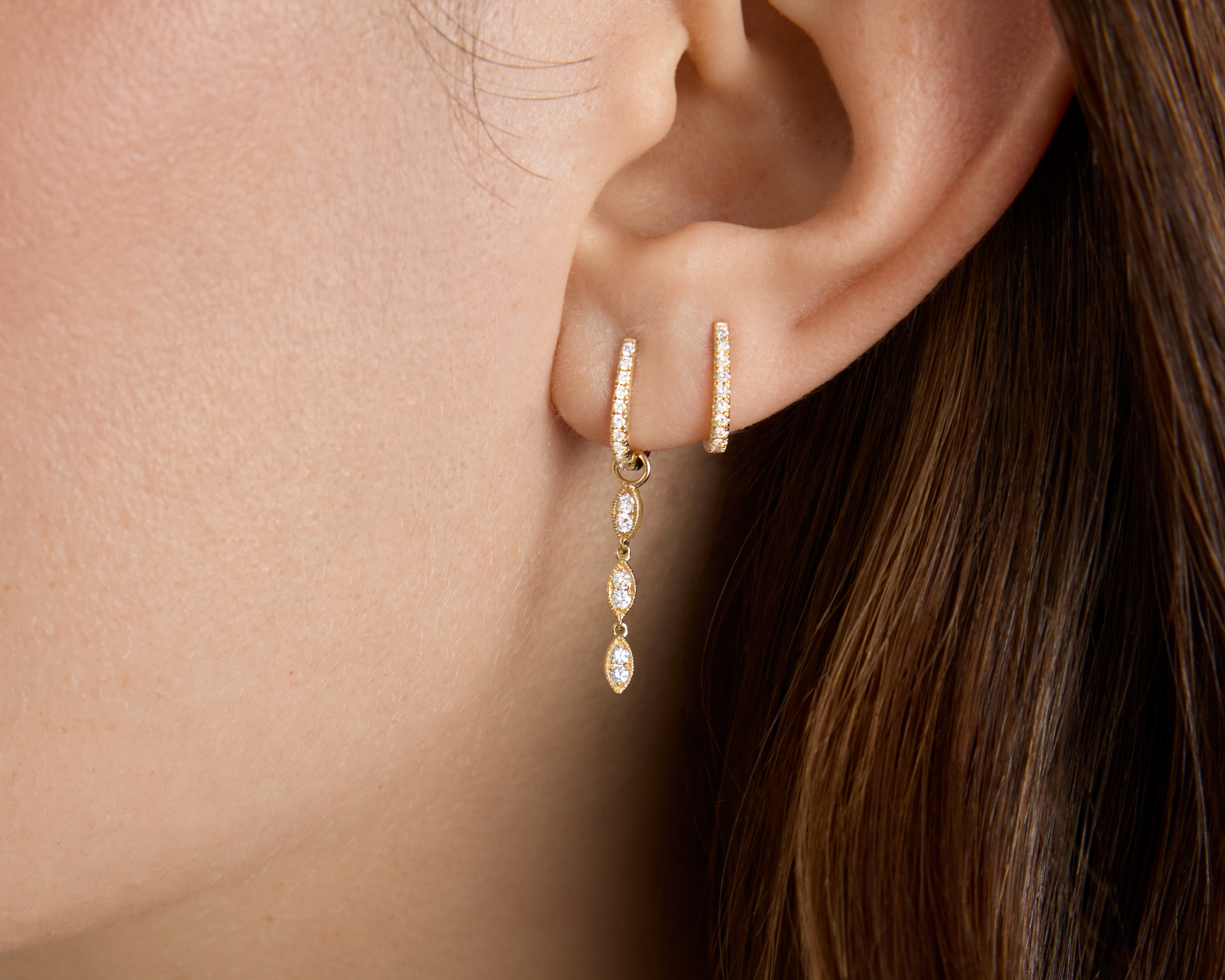 Lab Diamond Hoop Earring in Yellow, White, Or Rose Gold | Kimai