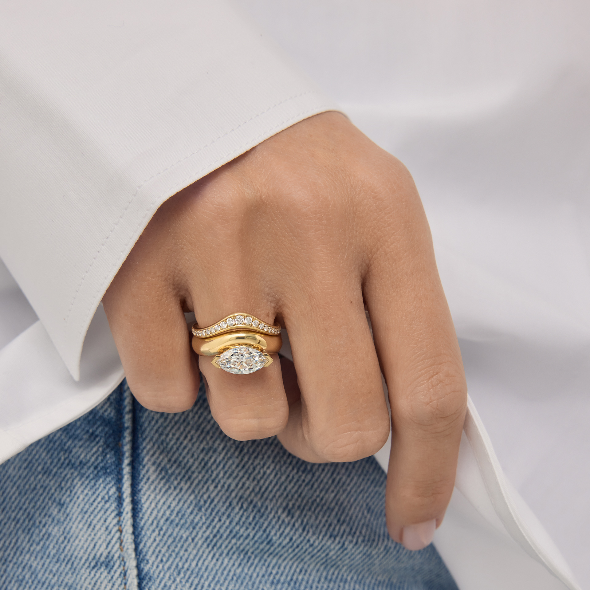 Sally Marquise Engagement Ring |18k Gold | Lab-Grown Diamonds by Kimaï