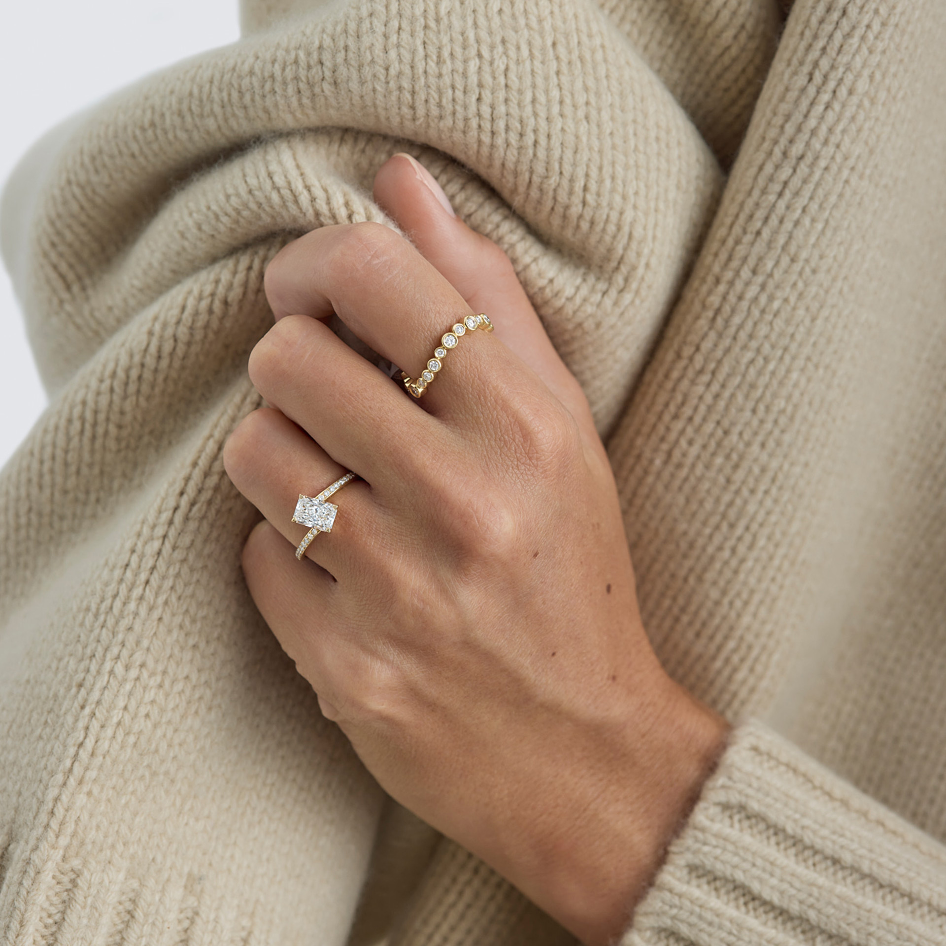 Michelle Elongated Radiant Ring, Lab Grown Diamond Ring by Kimaï