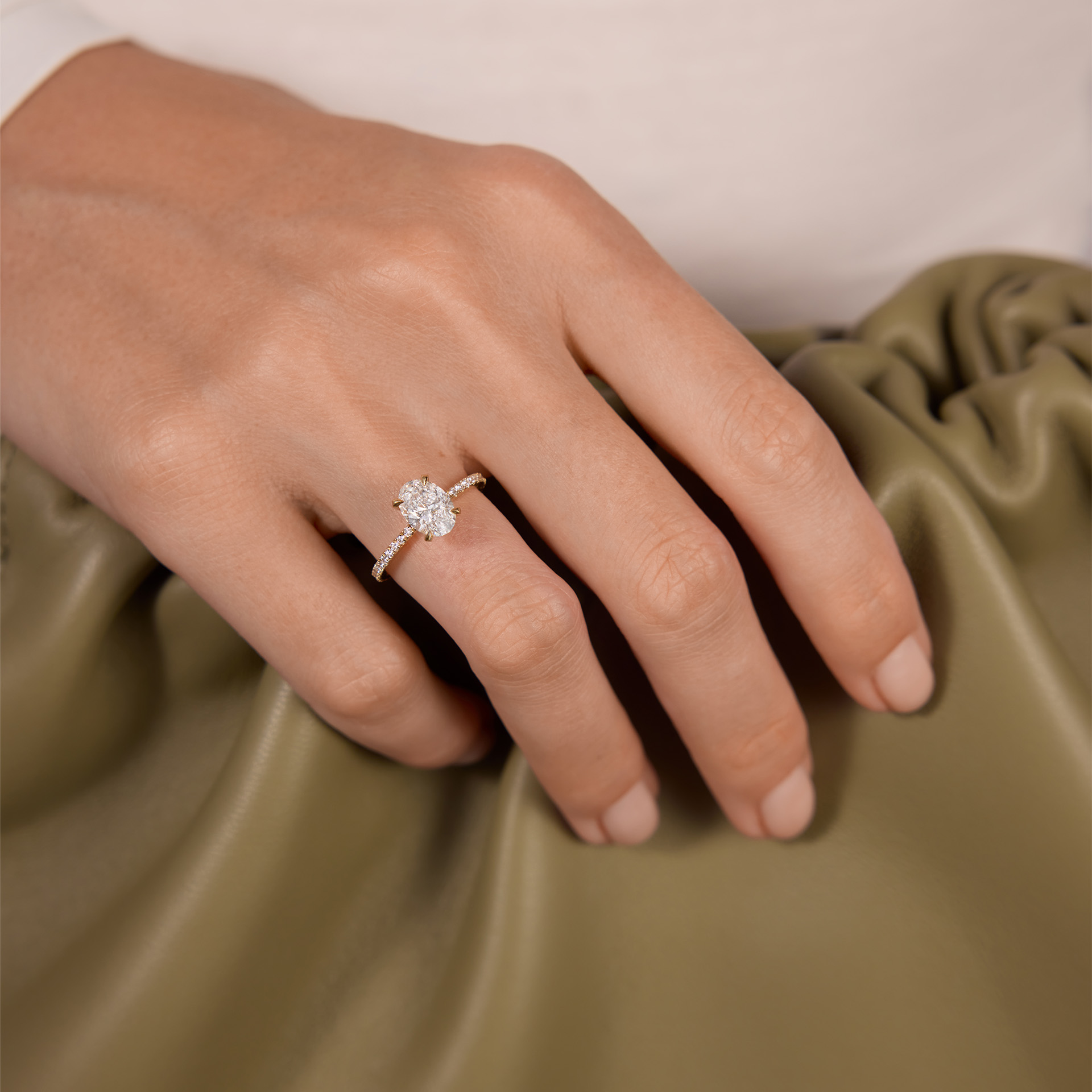 Maya Pavé Oval Ring, Lab Grown Diamond Ring by Kimaï UK