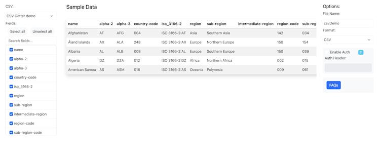 CSV as Wordpress Table Example