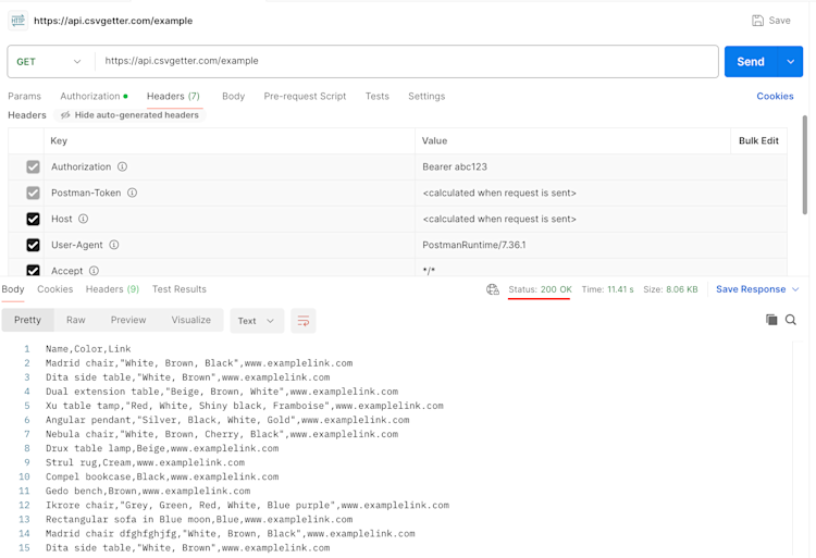 Authorization Bearer Token Example