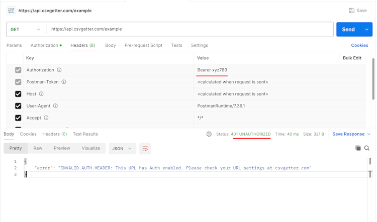 Authorization Bearer Token Example