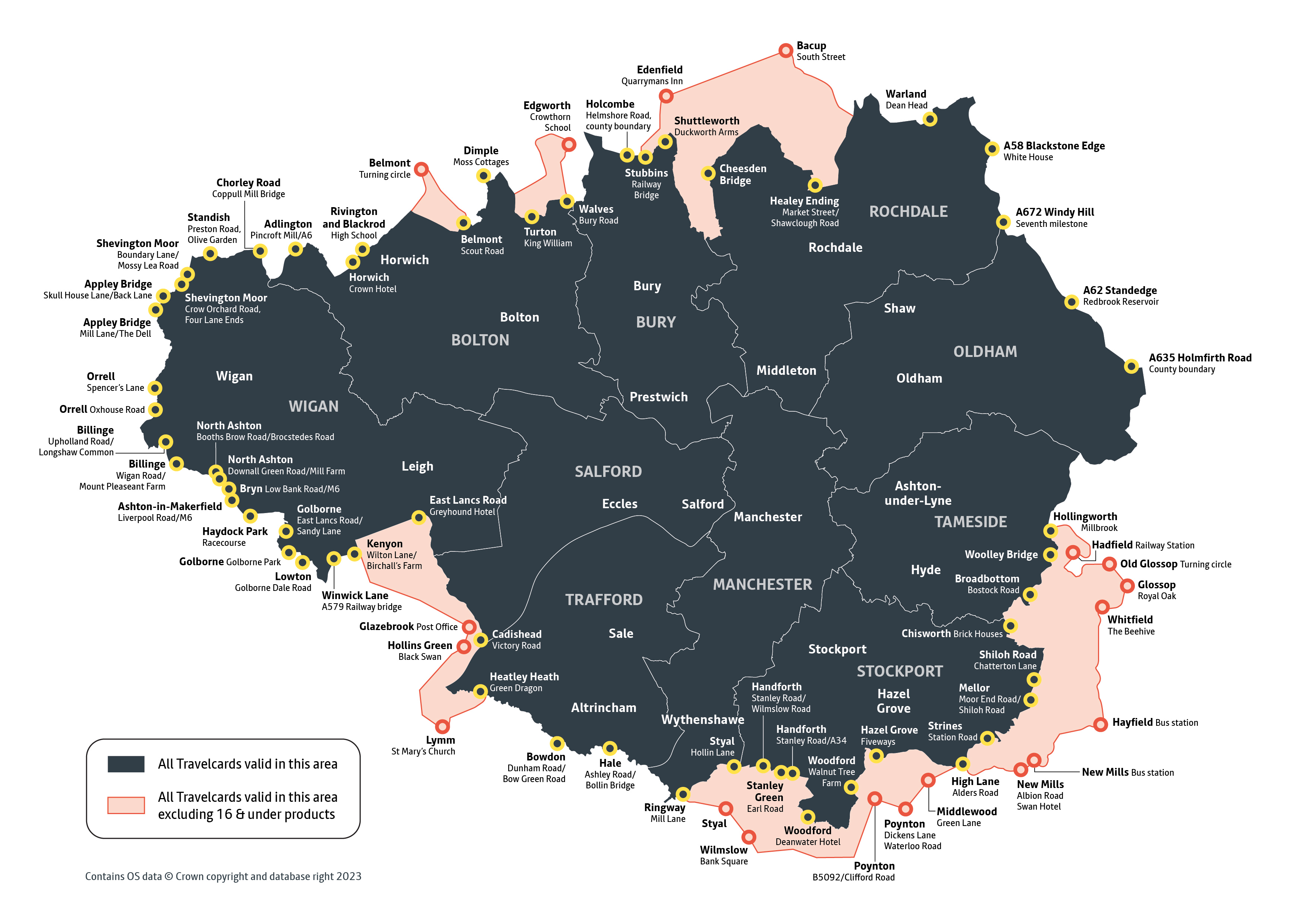 Greater Manchester bus boundary map | Bee Network | Powered by TfGM