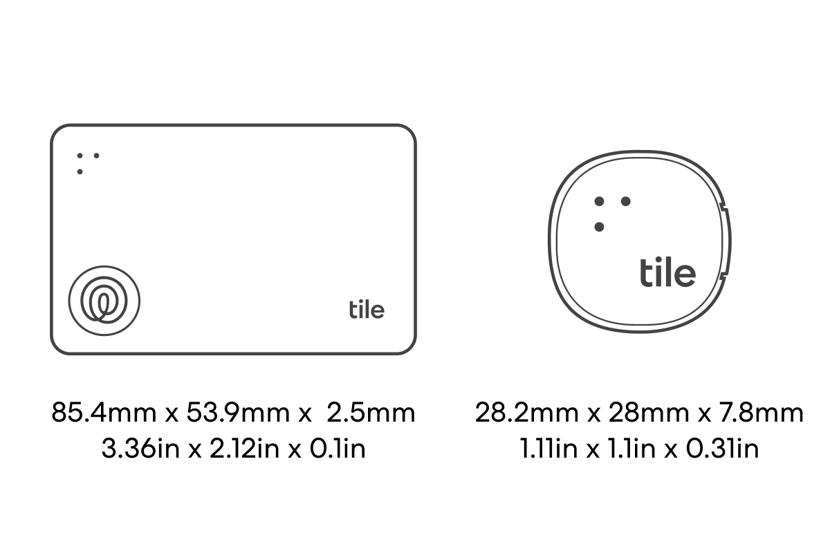 Dimensions of a Tile Slim + Sticker Pack (2024)