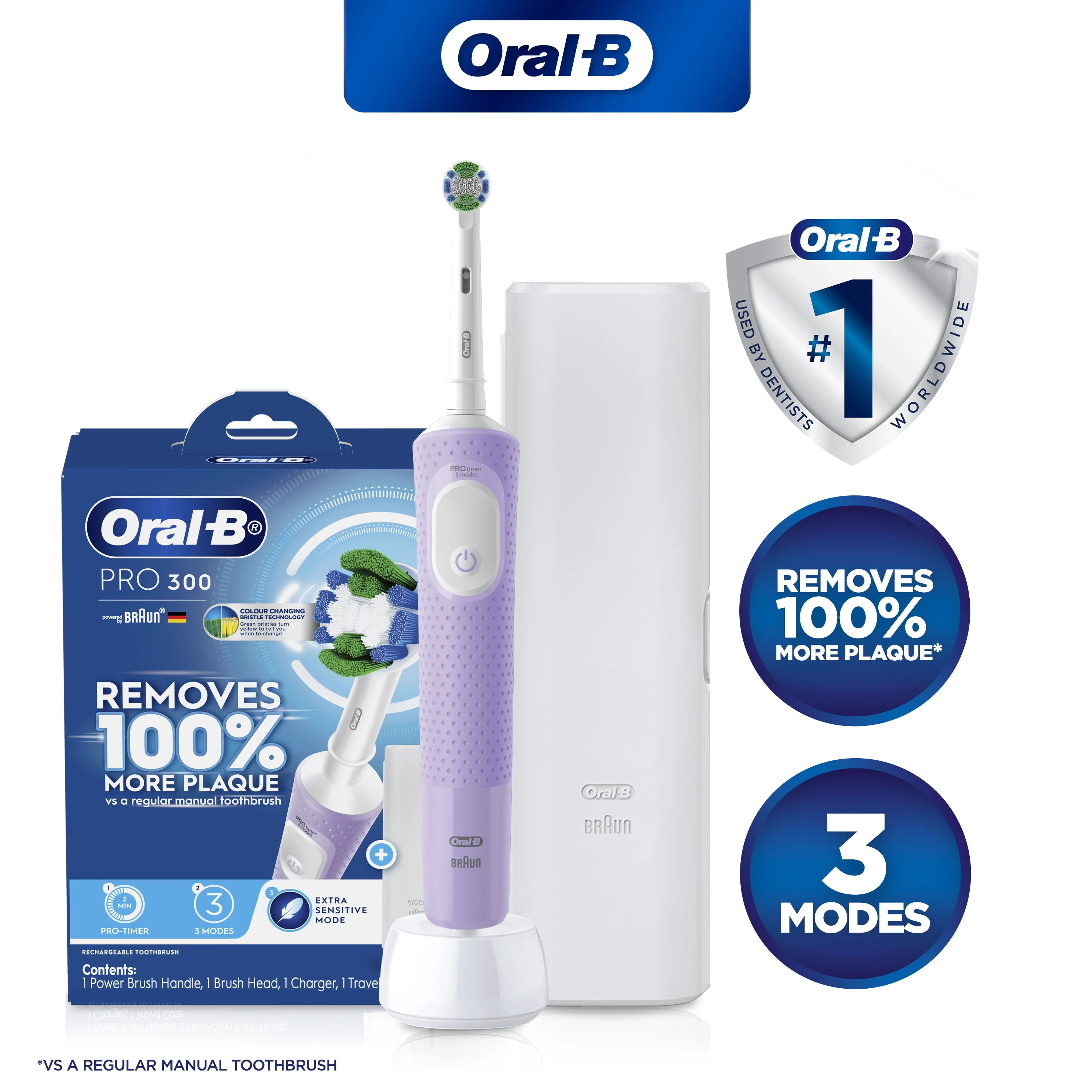 Oral-B Pro 300 Clean Lilac Electric Toothbrush