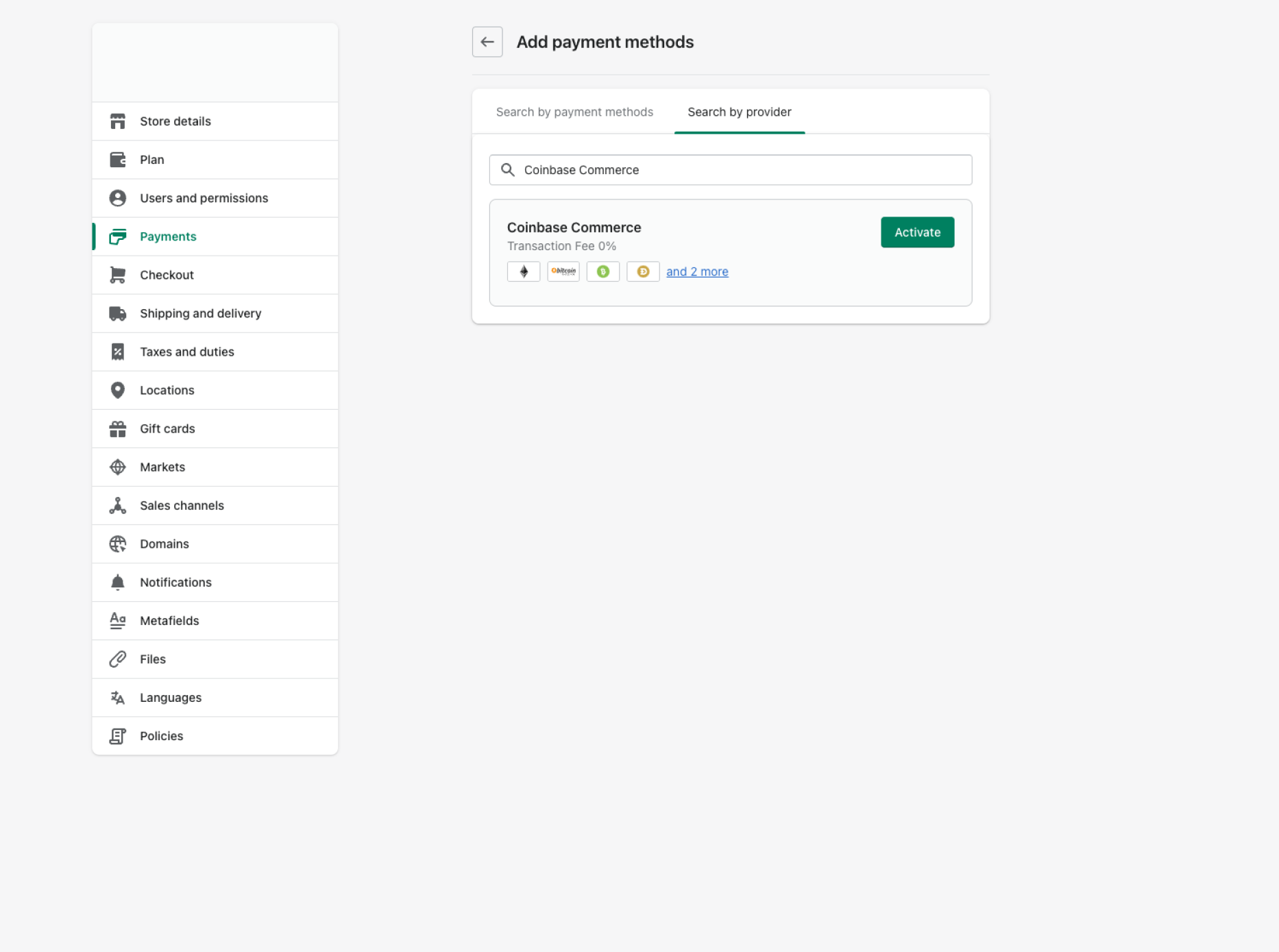 Coinbase Commerce - Using Shopify