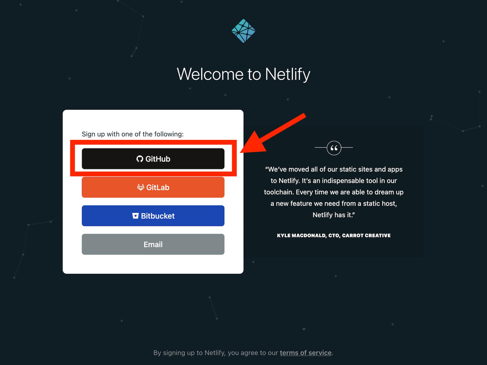 Netlifyのアカウントを作成する
