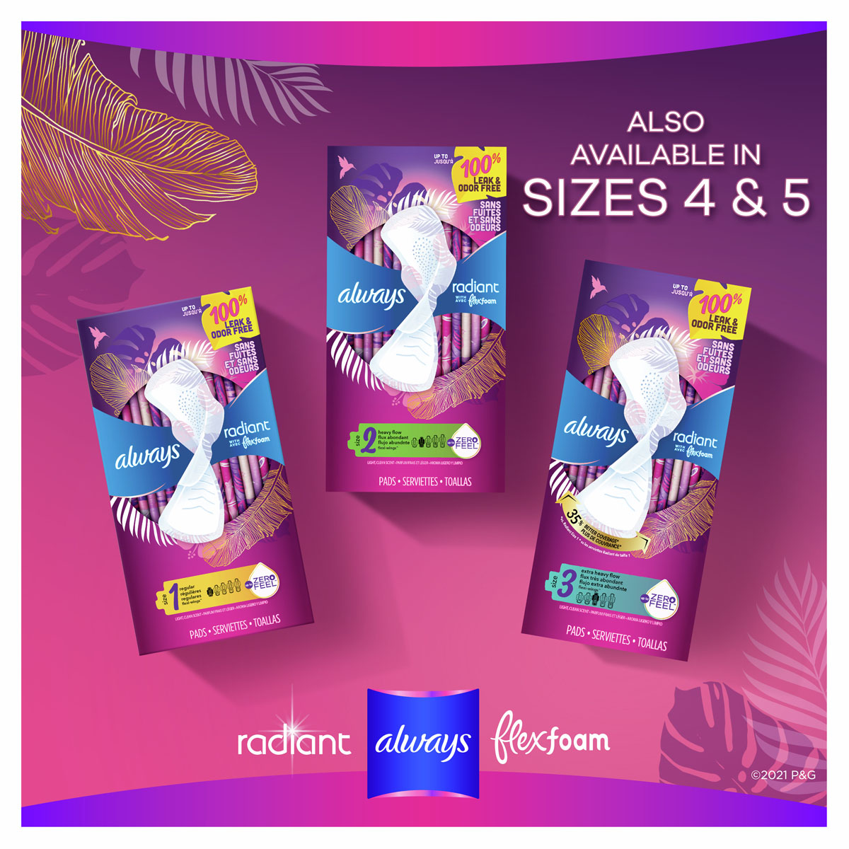 Radiant Pads: Size 2 Heavy Flow With Wings Scented | Always®