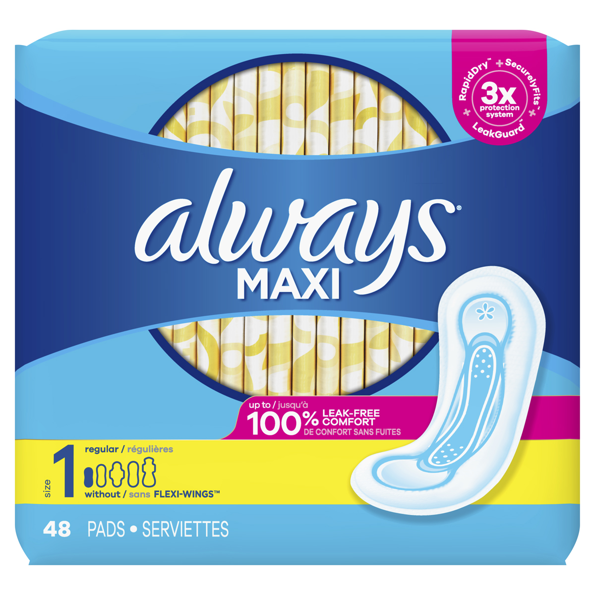 Always Maxi Size 1 Regular Pads Without Wings | Always®