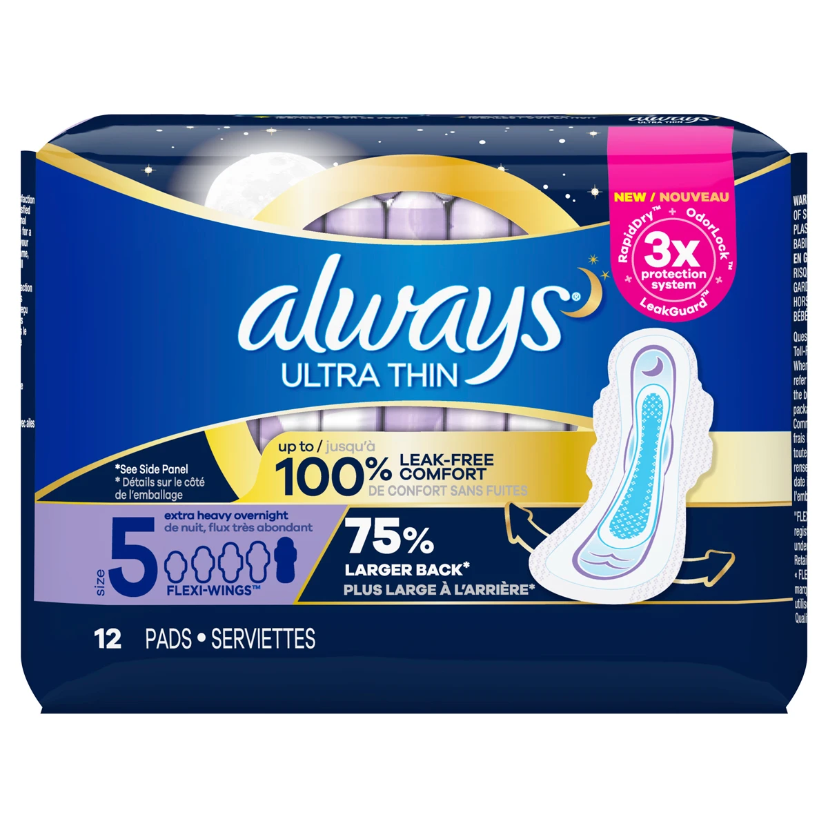Always Ultra Thin Size 5 Extra Heavy Overnight Pads | Always®