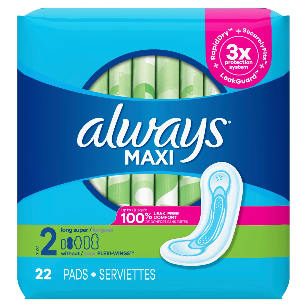 Always Maxi Size 2 Super Pads Without Wings | Always®