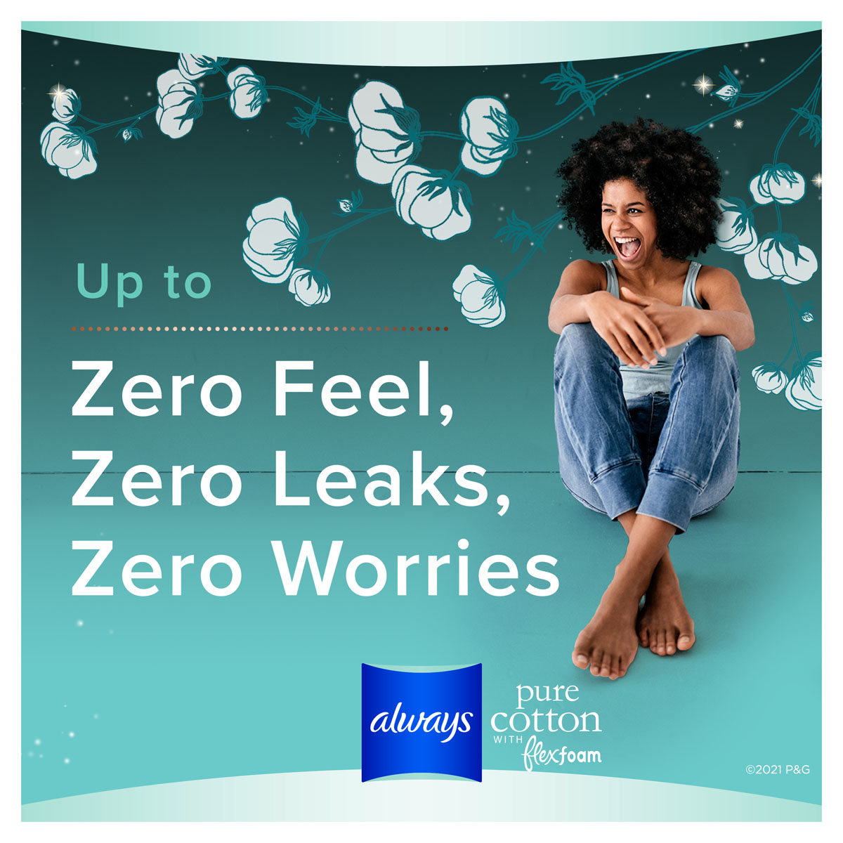 Always Pure Cotton with FlexFoam Overnight Size 4 Extra Heavy Flow Pads ...