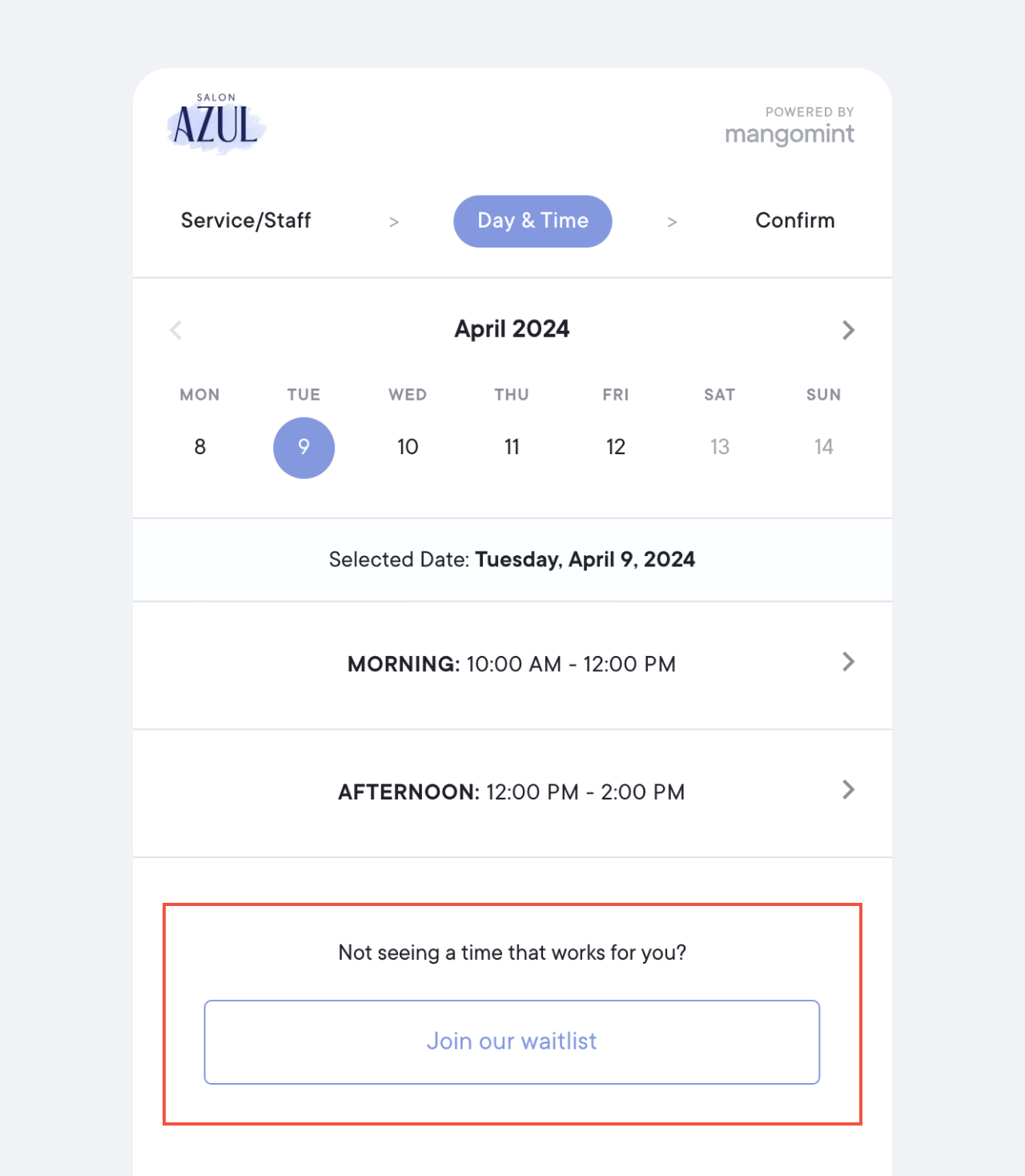 Allowing Clients to Join Waitlist in Online Booking | Mangomint Salon ...