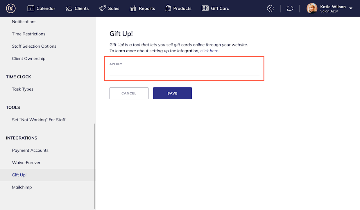 Set Up the Gift Up! Integration | Mangomint
