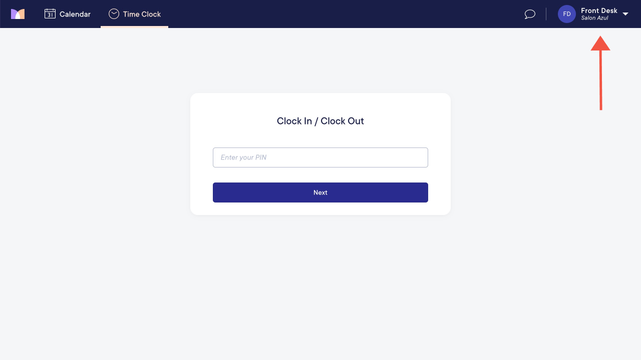 Clock In and Out on a Front Desk Device | Mangomint Salon and Spa Software