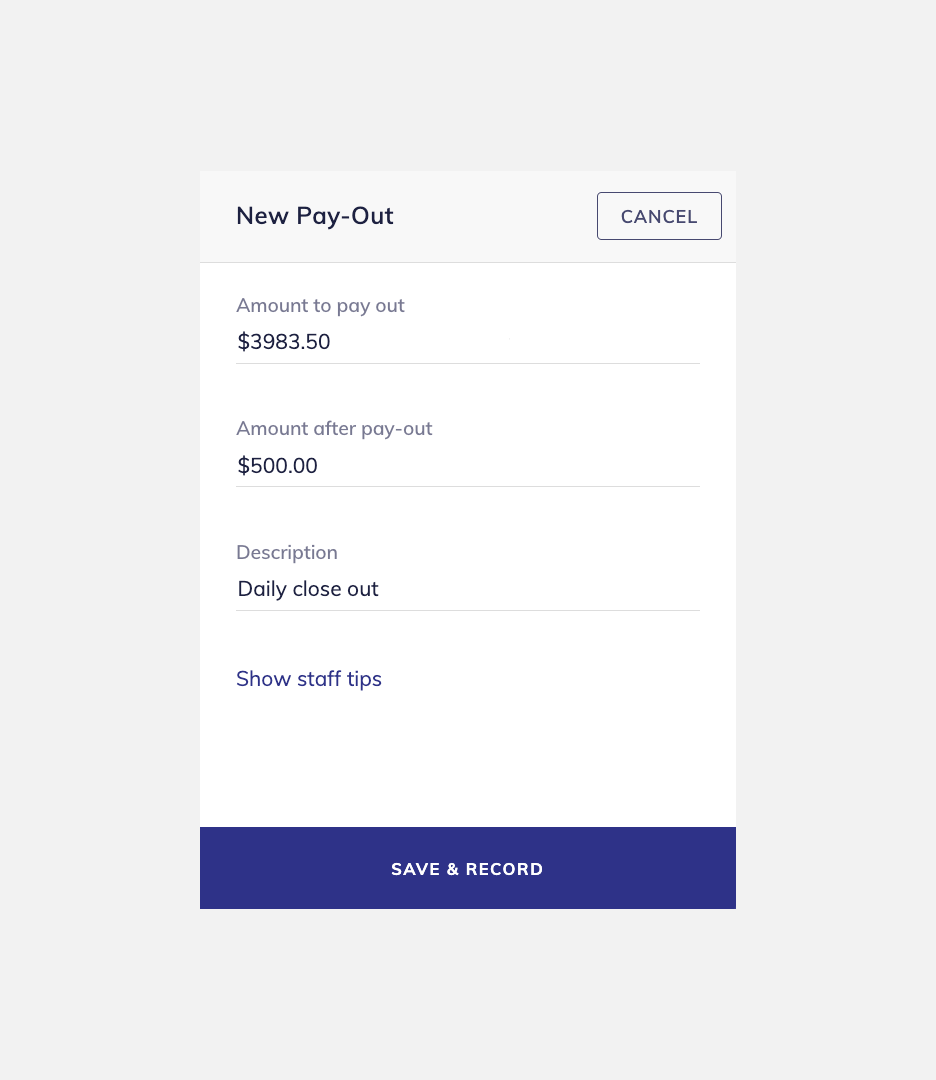 Add a New Pay-In or Pay-Out | Mangomint