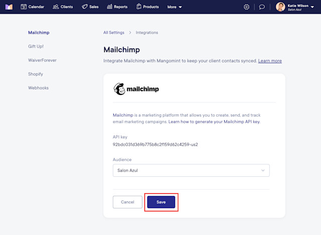 Setting up the Mailchimp Integration | Mangomint Learning Center | Help & Documentation