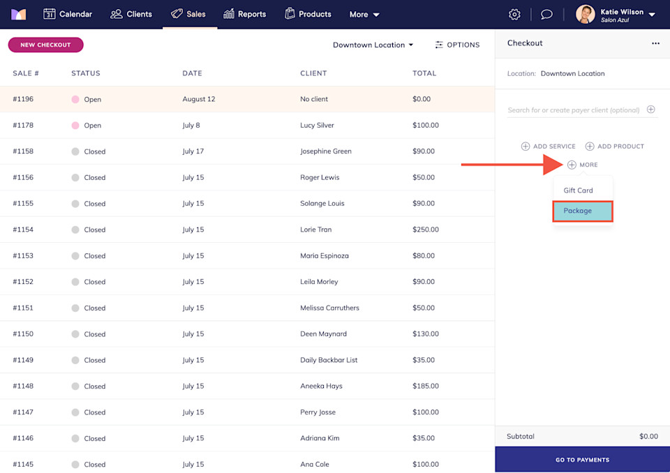 How to Sell a Package | Mangomint Learning Center | Help & Documentation