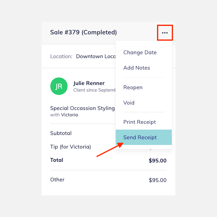Send a Client Receipt | Mangomint