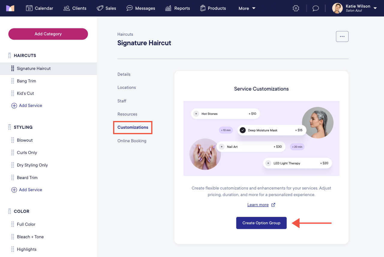 How to Set Up Service Customizations in Mangomint | Mangomint Salon and Spa Software