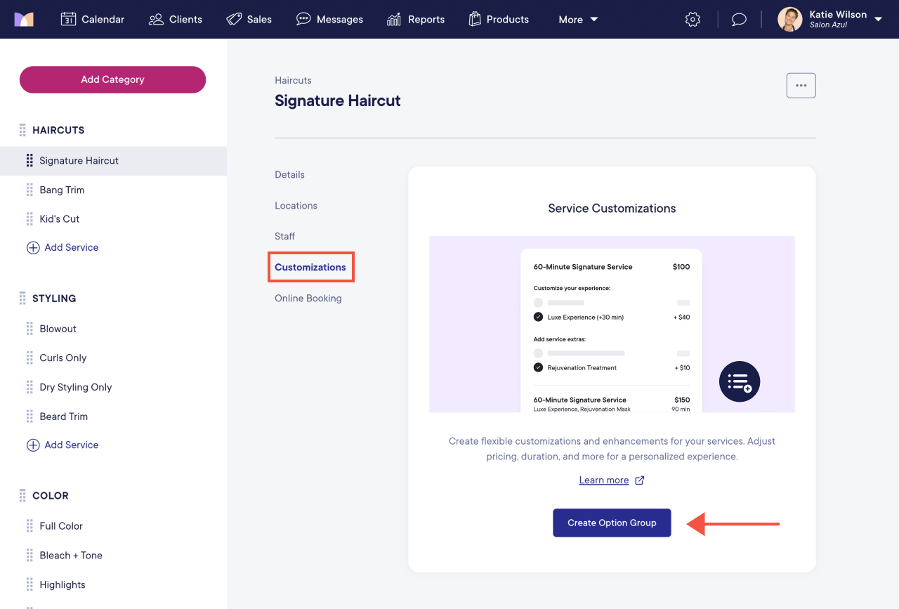 How to Set Up Service Customizations in Mangomint | Mangomint Salon and Spa Software