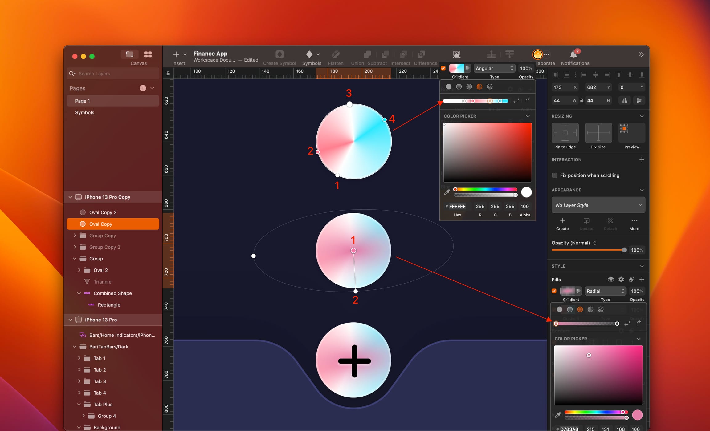 Colors and Gradients - UI Design for iOS 16 in Sketch - Design+Code