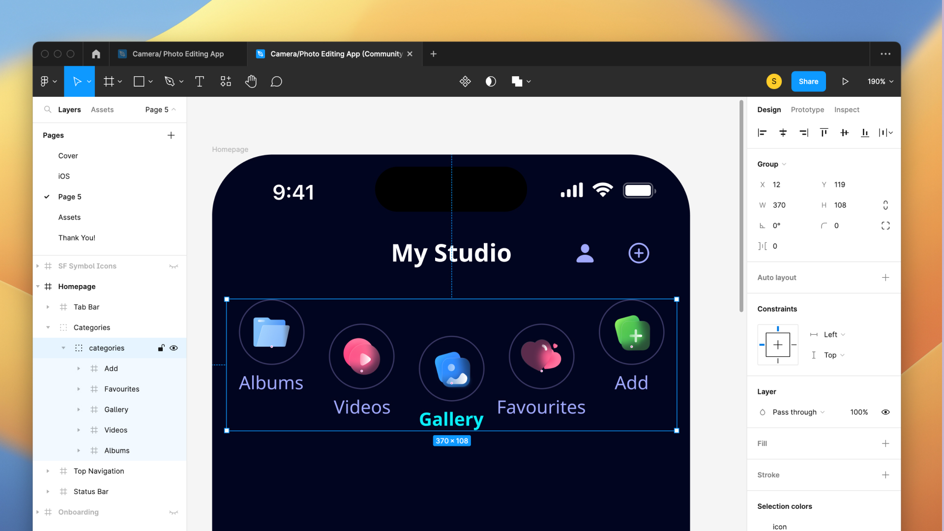 Homepage Screen - UI Design a Camera App in Figma - Design+Code