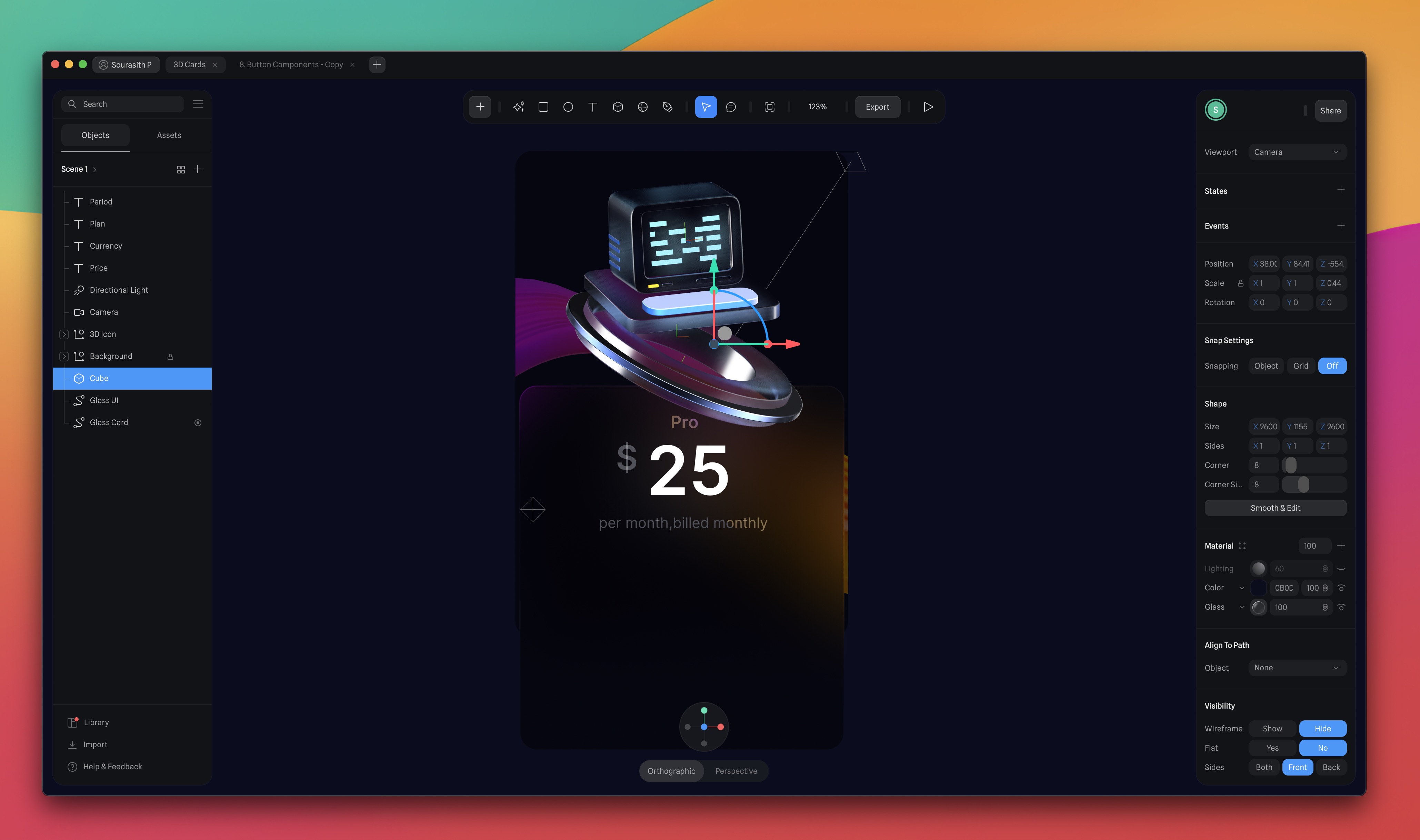 Button Components - 3D UI Interactive Web Design with Spline - Design+Code