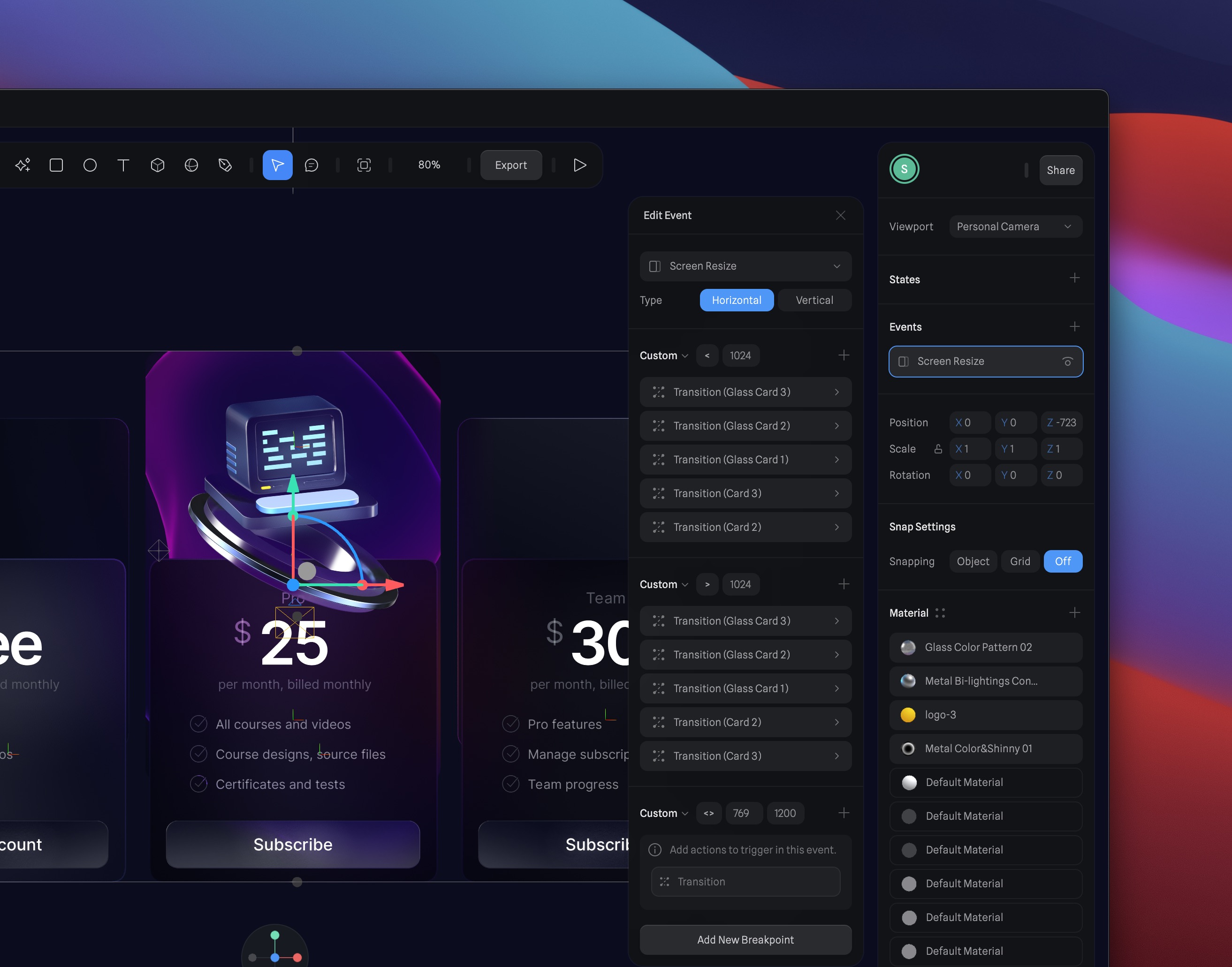 Screen Resize Adaptive Layout - 3D UI Interactive Web Design with Spline - Design+Code