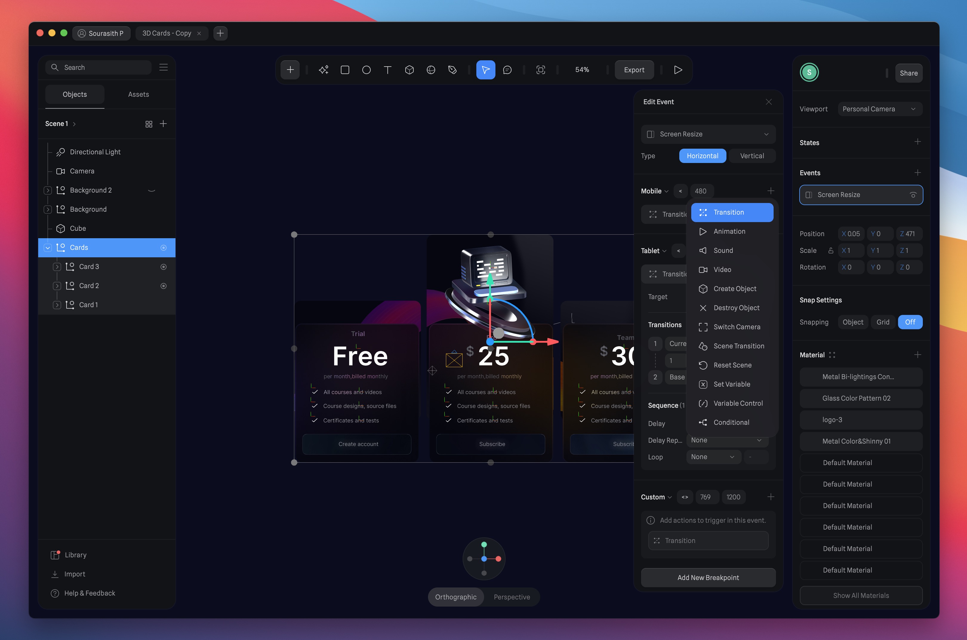 Screen Resize Adaptive Layout - 3D UI Interactive Web Design with Spline - Design+Code